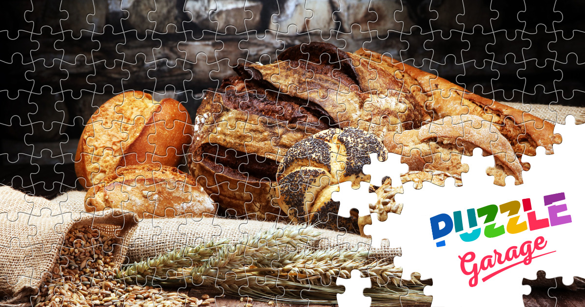 Bread and buns on a wooden table Jigsaw Puzzle (Home, Food) | Puzzle Garage