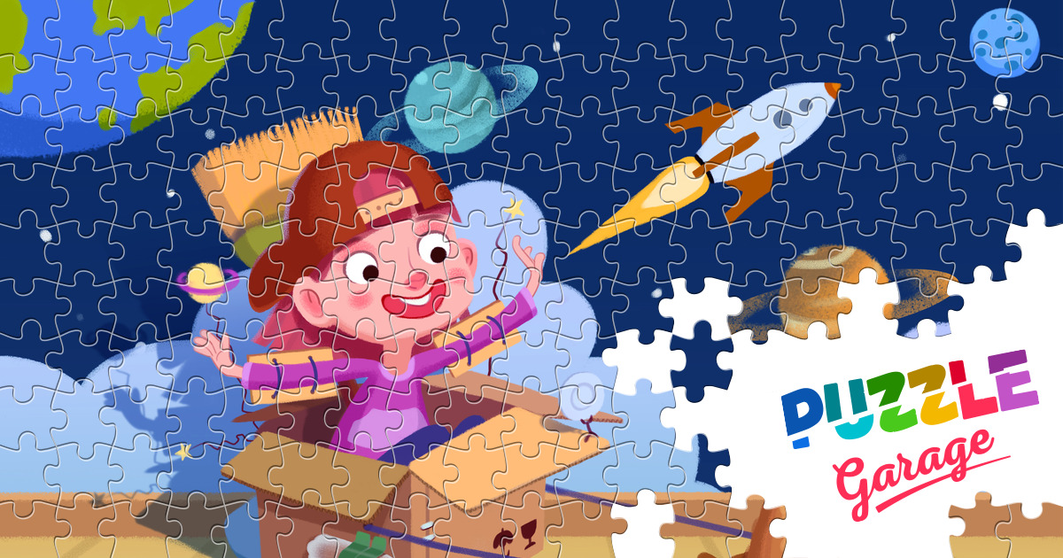 Boy with dog Jigsaw Puzzle (For children, Cartoon Illustrations) | Puzzle Garage
