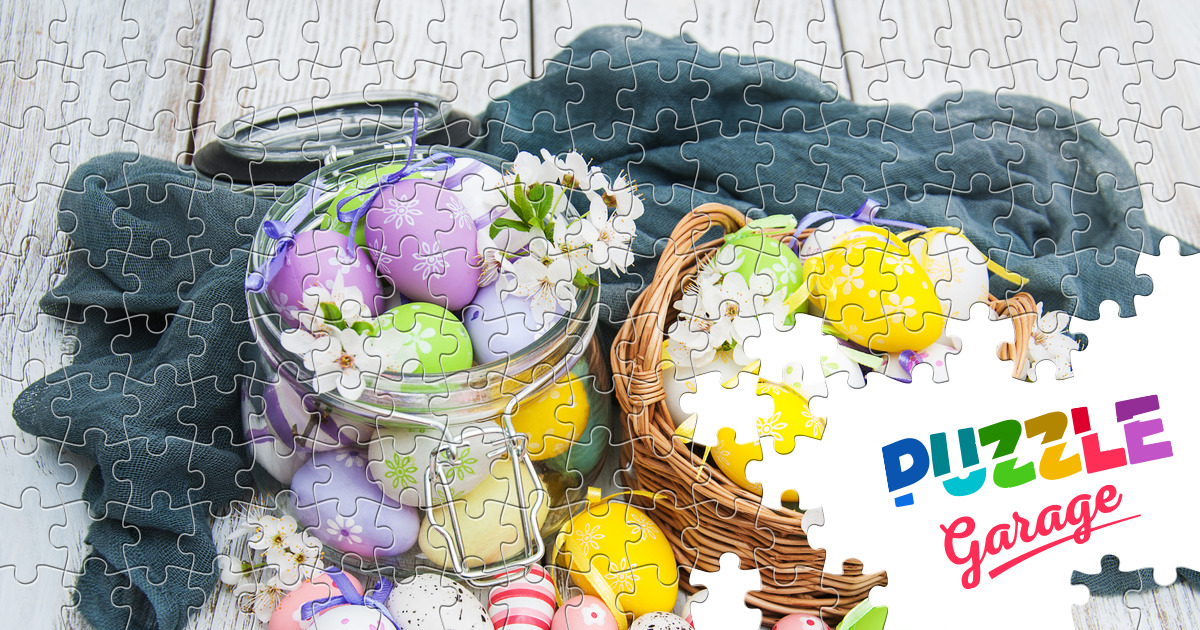 Easter eggs and flowers on the table Jigsaw Puzzle (Holidays, Easter ...